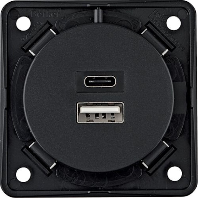 HAGER SOCKET-OUTLET INTEGRO FLOW 2USB/3A/230V A+C UR ANTHRACITE ...